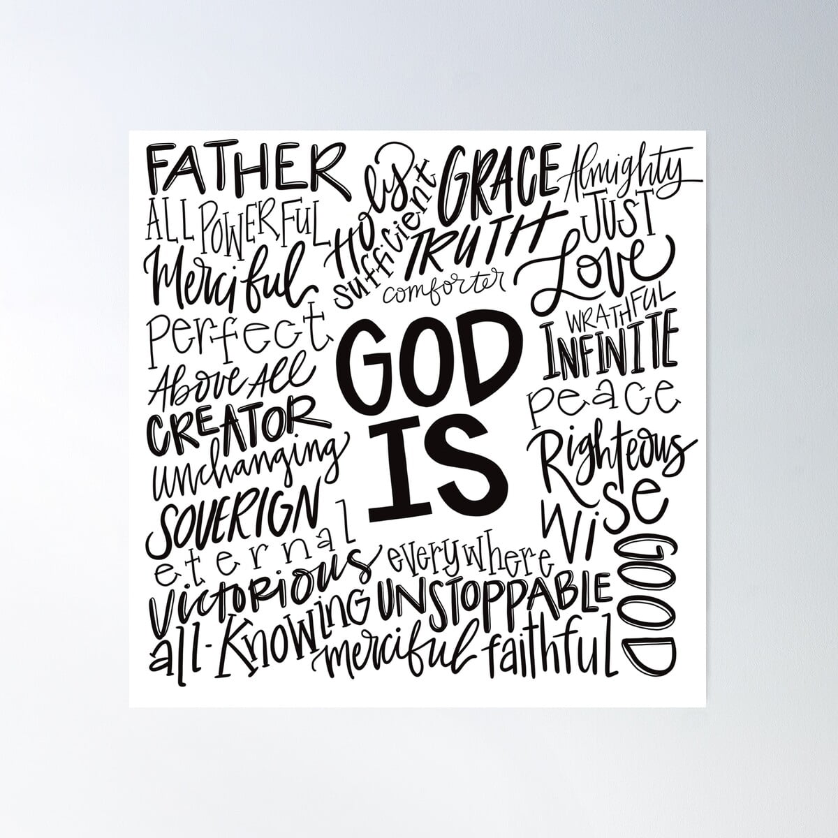 God Is Attributes Of God Poster Wall Art, Modern Wall Decor For Living ...