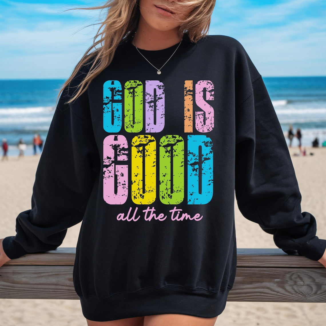 God Is Good, All The Time Christian Design, Neon Summer Faith Quote ...