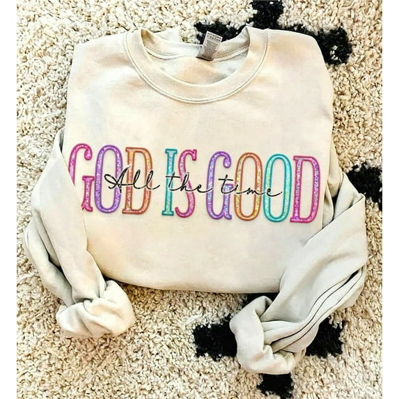 God Is Good All The Time Faux Sequins Easter Bible Verse Glitter Jesus ...
