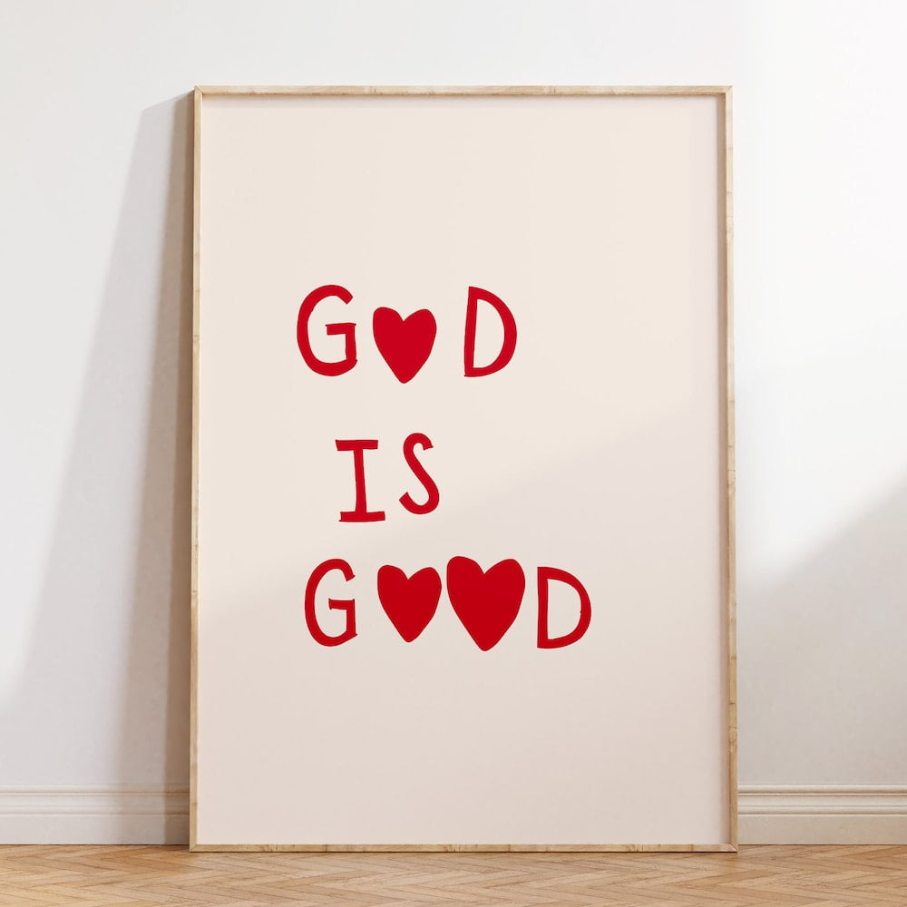 God Is Good Art Print Minimalist Christian Wall Art Heart Poster Love ...