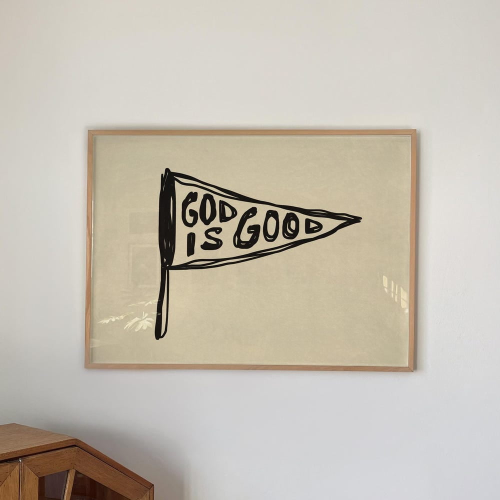 God Is Good Pennant Print: Retro Christian Wall Art UNFRAMED PAPER ...