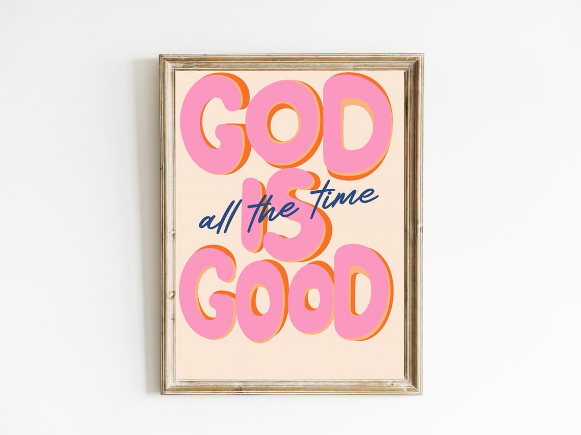 God Is Good Poster: Retro Christian Wall Art, Unframed Canvas Size 8x12 ...