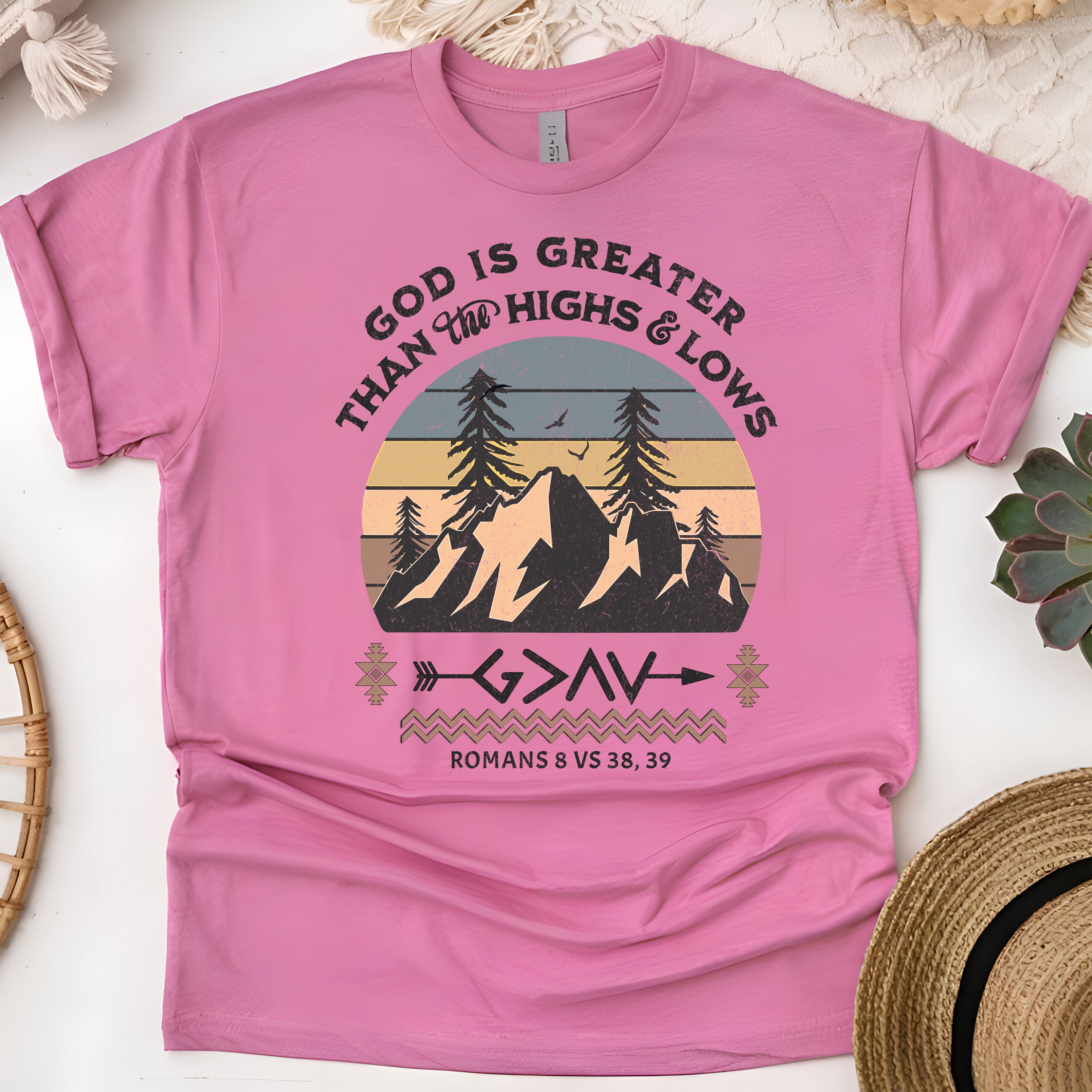 God Is Greater Than The Highs & Lows T-Shirt – Romans 8:38-39 Mountain ...