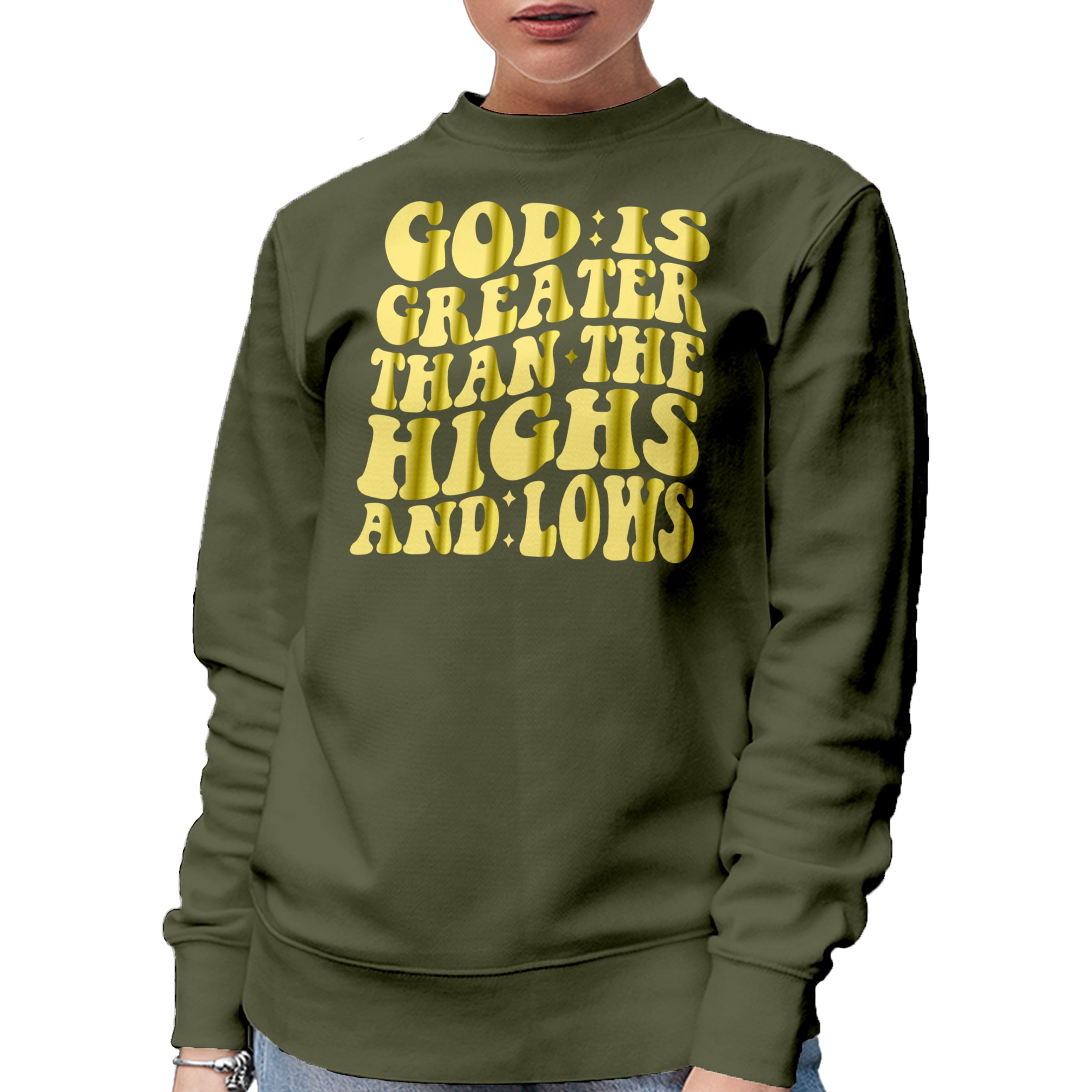 God Is Greater Than the Highs and Lows, Groovy Wavy Gold Text, Faith ...