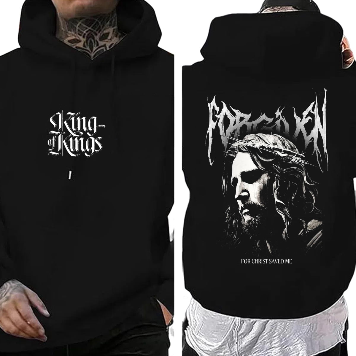 God Is King Double Sided Hoodie – Black Christian Streetwear with Jesus ...