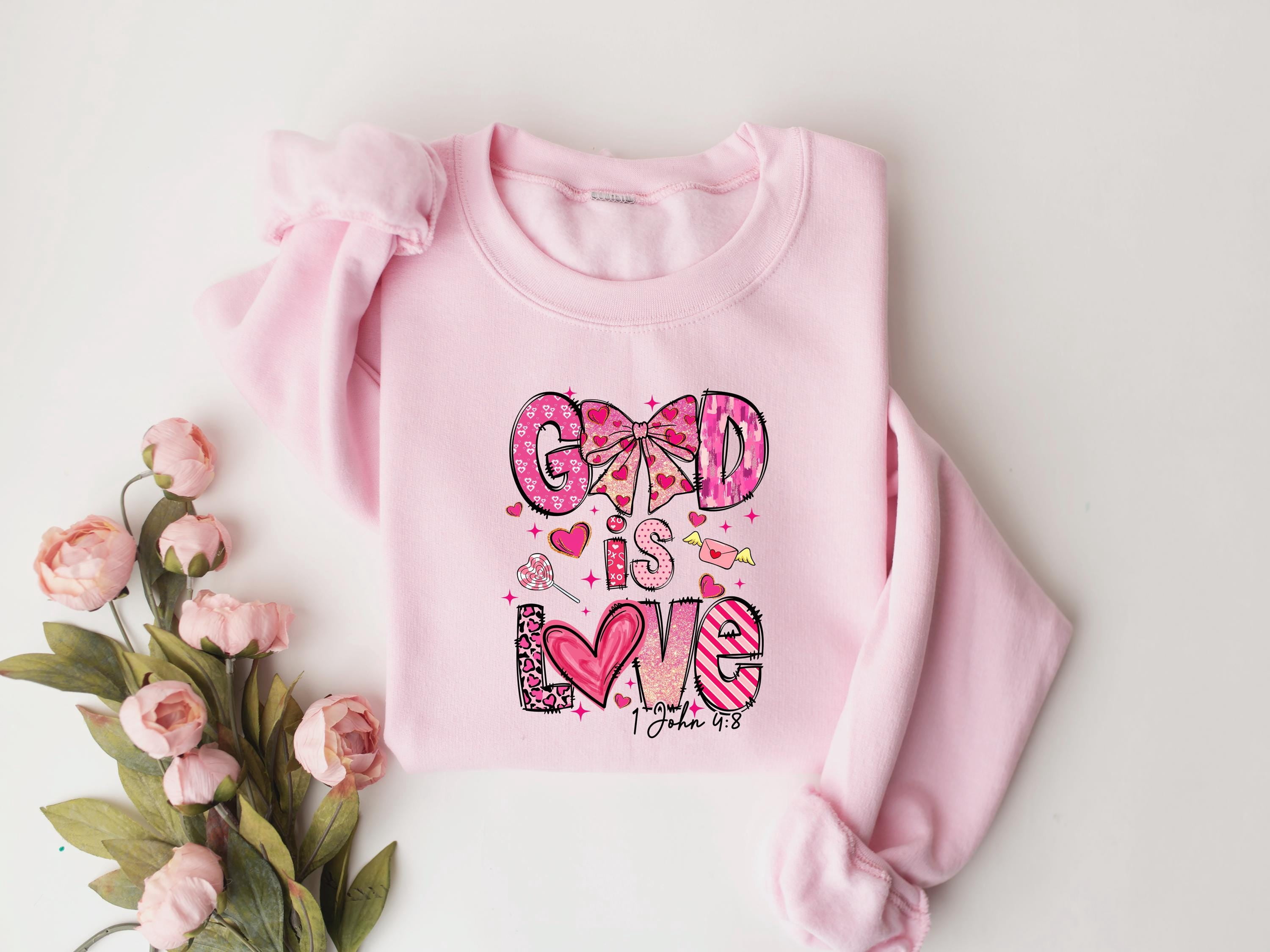 God Is Love Sweatshirt Christian Valentine Crewneck, Bible Verse Shirt ...