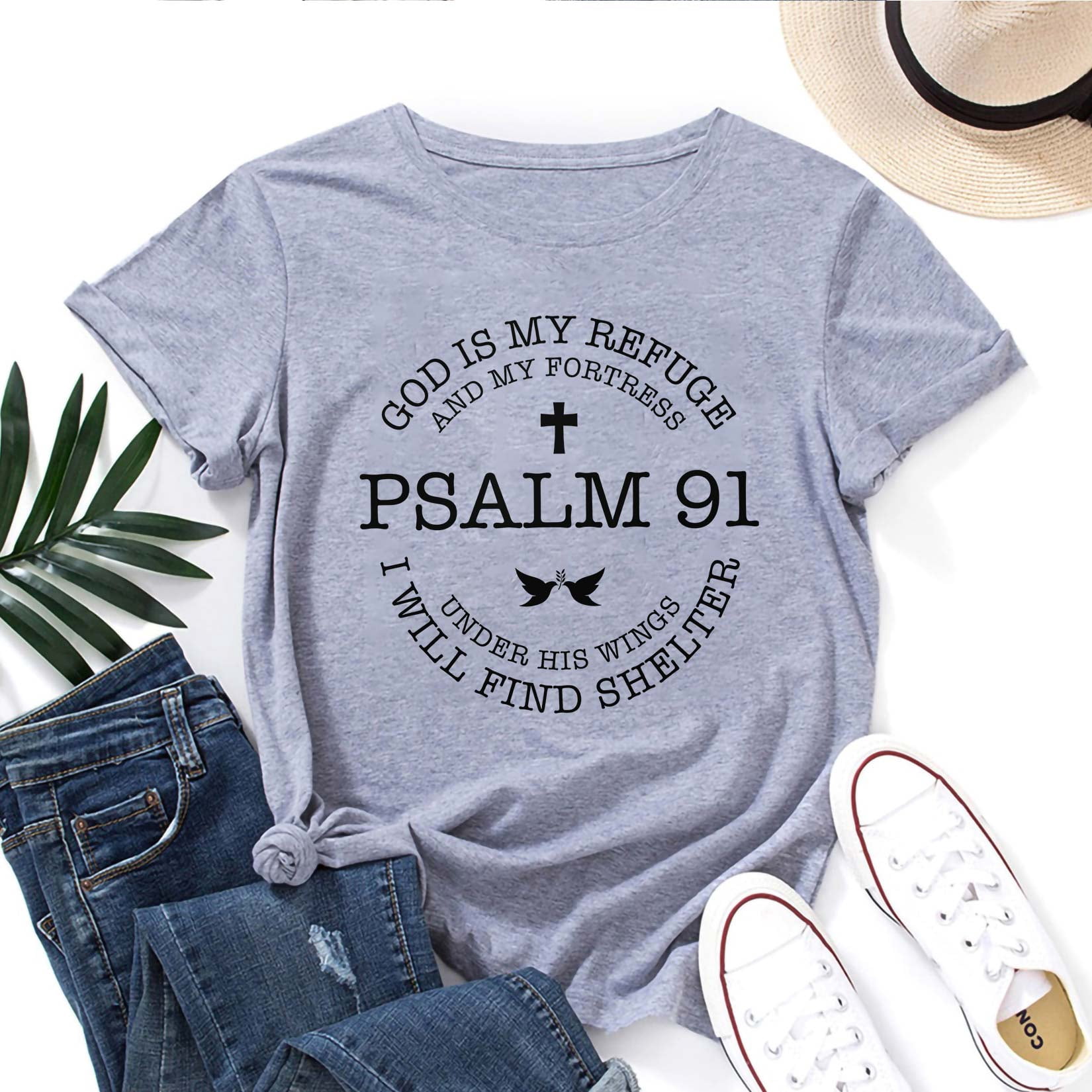 God Is My Refuge T-Shirt for Women – Christian Faith Bible Verse ...