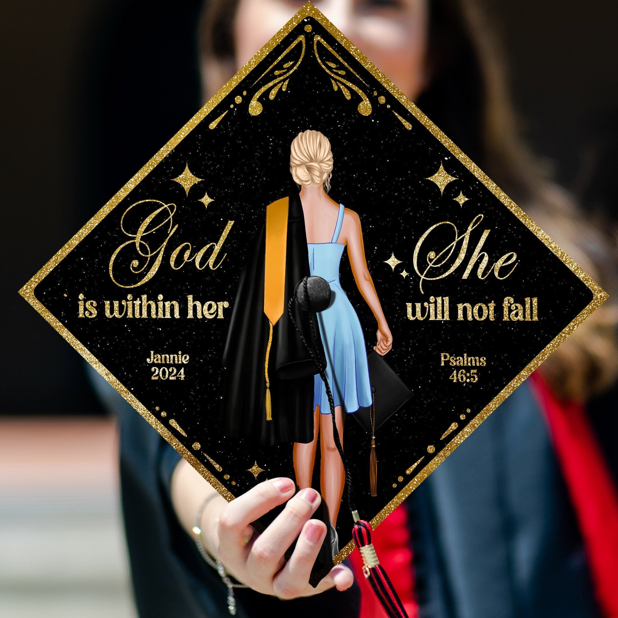 God Is Within Her She Will Not Fall Graduation Cap Topper, Custom Grad ...