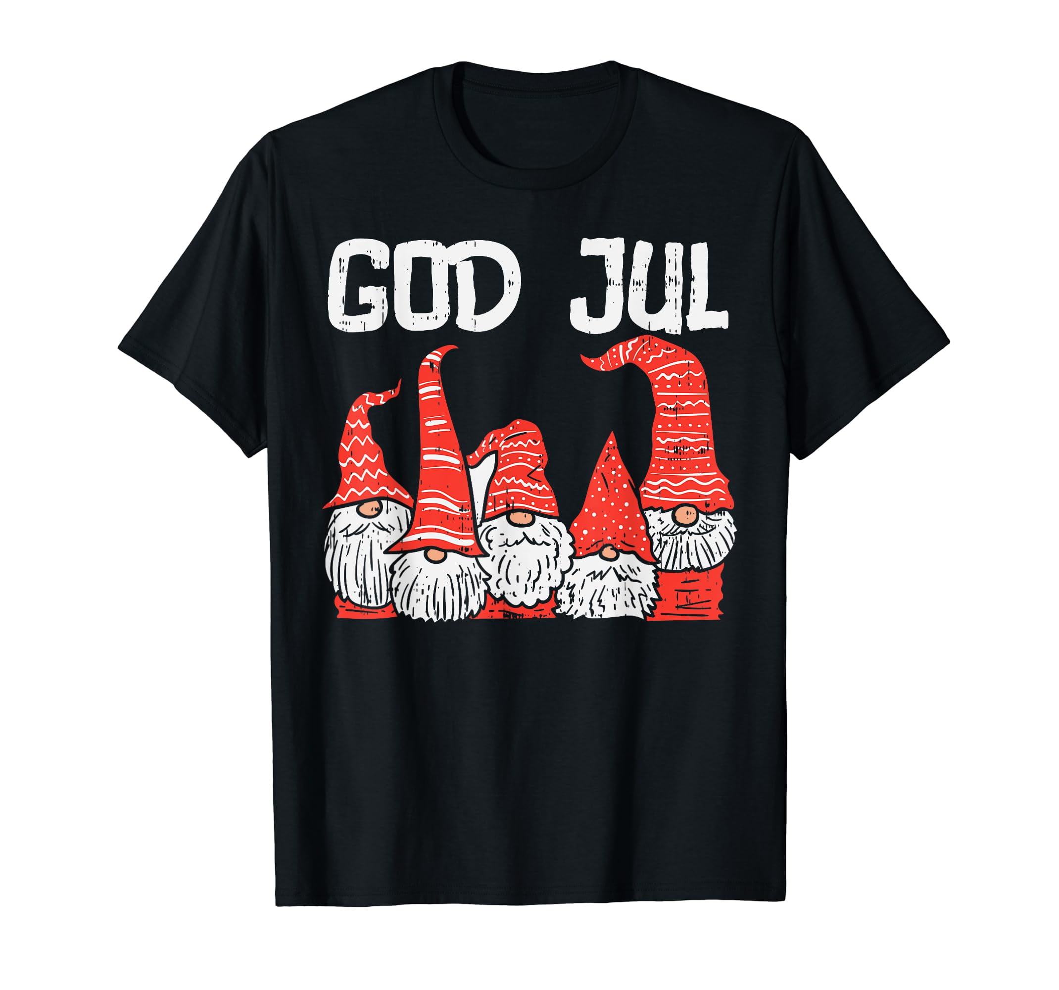 God Jul Three Nordic Gnomes Swedish Norwegian Christmas T-Shirt ...