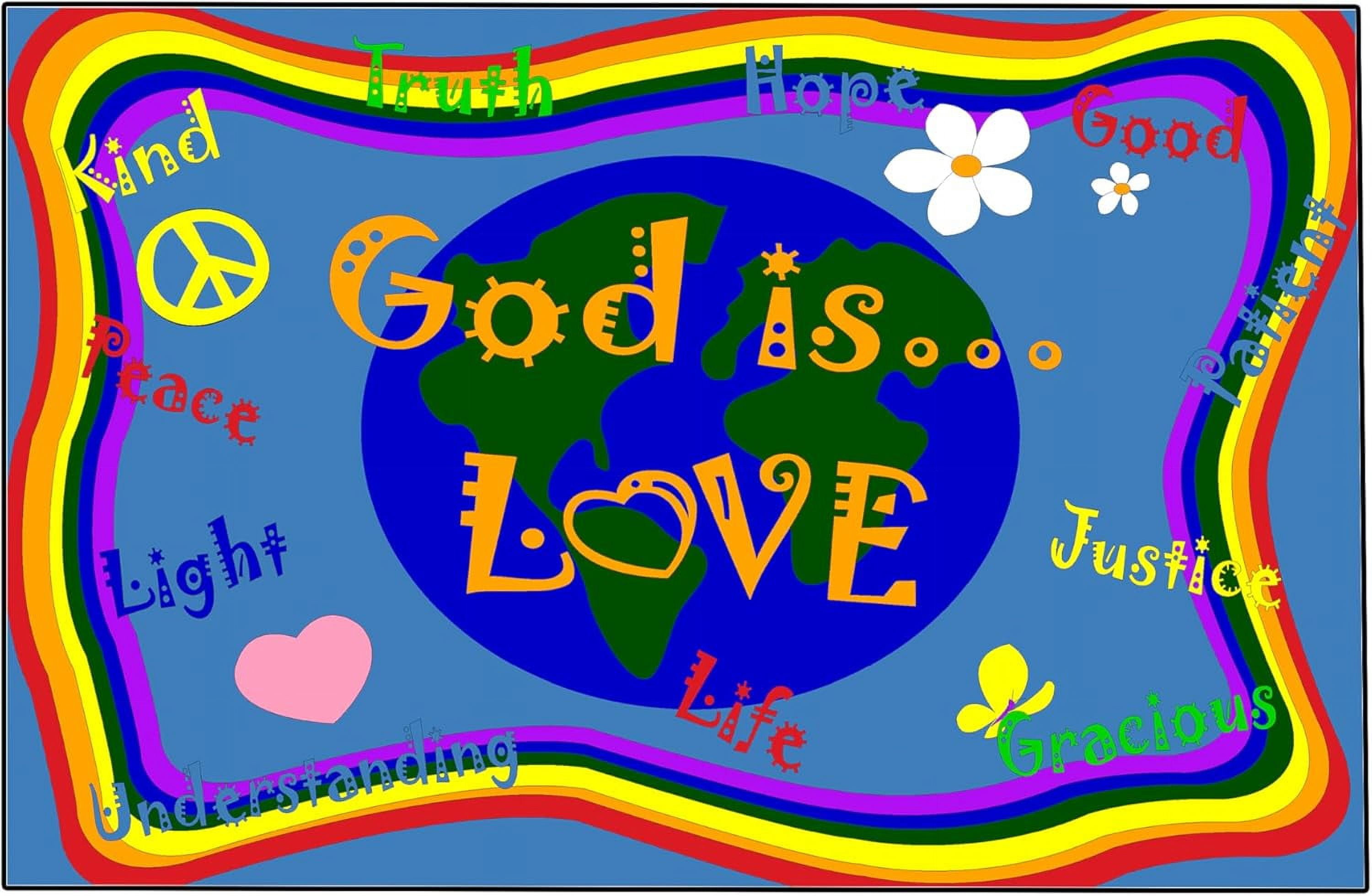 God is Love School Rug, 4' x 6' Rectangle Kids Religious Rugs | Rug for ...