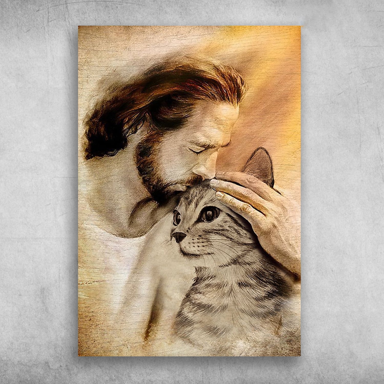 God Loves Cat - Cat And Jesus 16 x 24 Inch Poster - Walmart.com