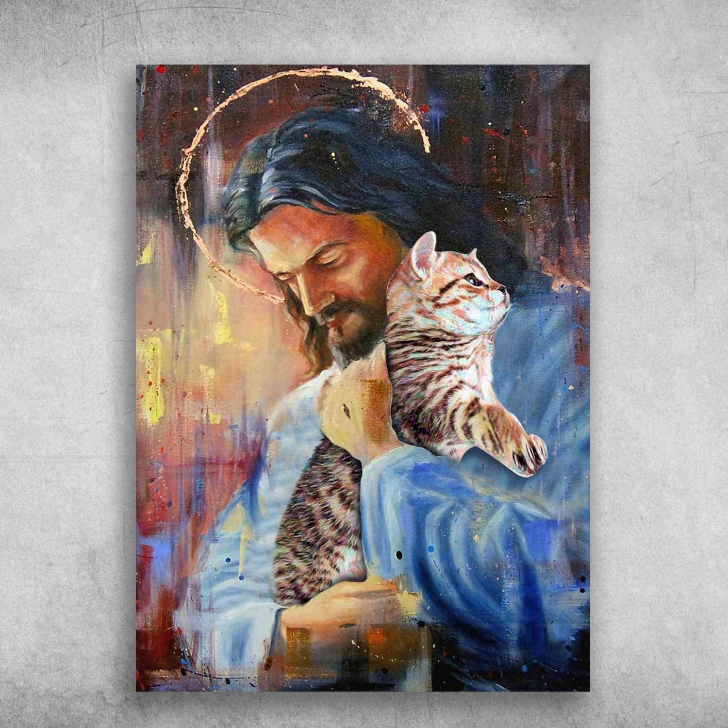 God Loves Cat, Jesus Cat Lover 24 x 36 Inch Poster - Walmart.com