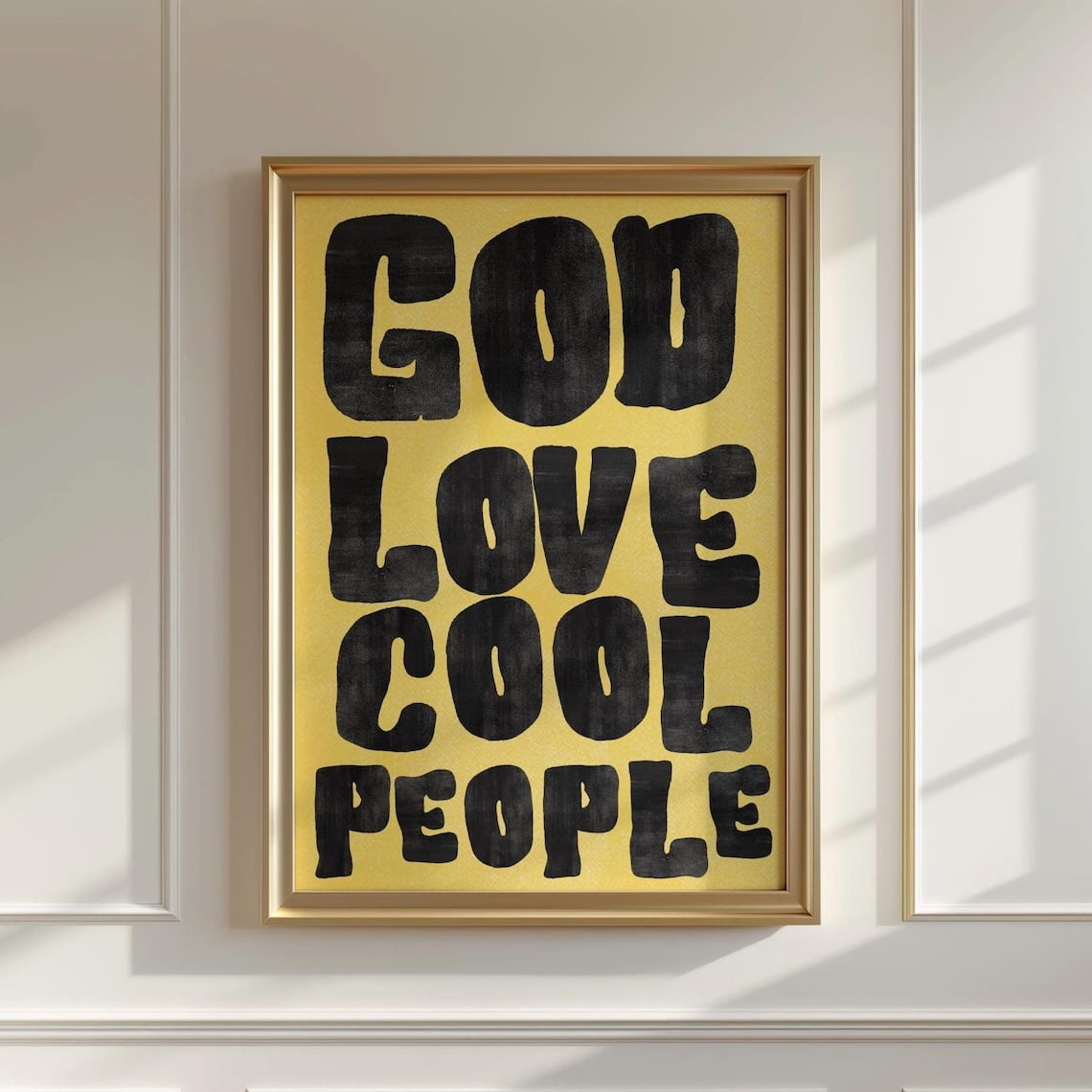God Loves Cool People Poster Retro Christian Typography Wall Art for ...