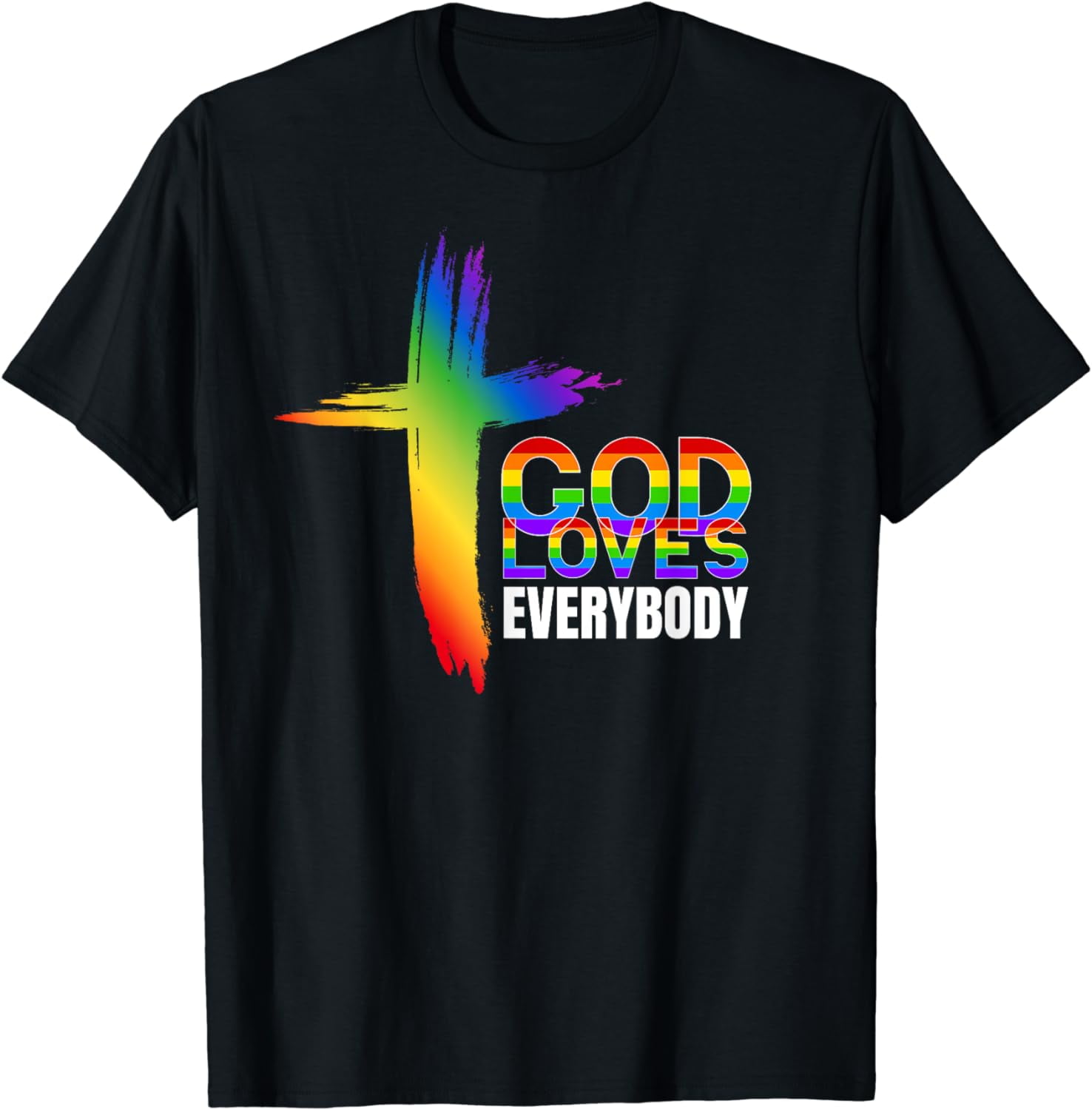 God Loves Everybody Gay Christian Rainbow Cross Artsy T-Shirt - Walmart.com