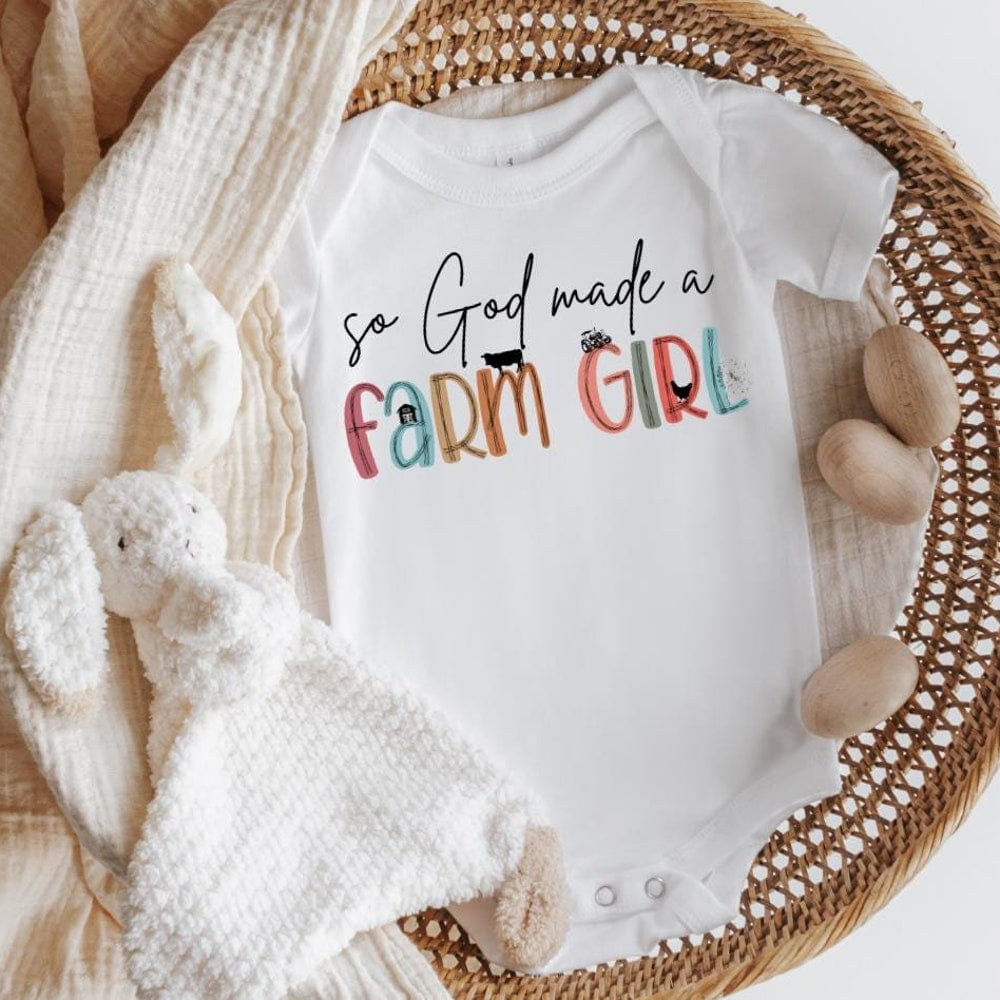 So God Made A Farm Girl Baby Bodysuit, Newborn Birth Announcement ...