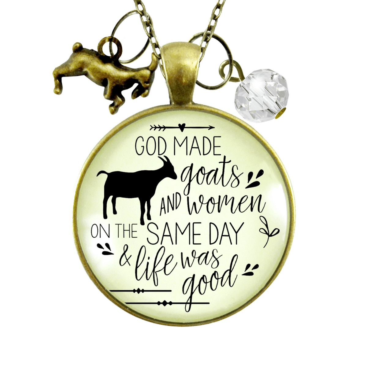 God Made Goats Necklace Gutsy Goodness Adult Female Bronze Metal ...