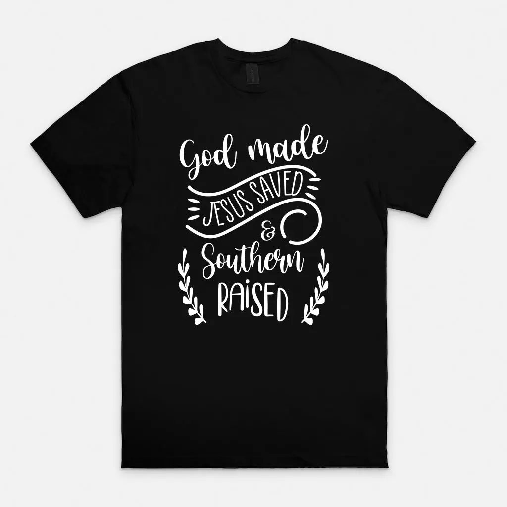 God Made Jesus Saved and Southern Raised T-Shirt - L / Red - Walmart.com