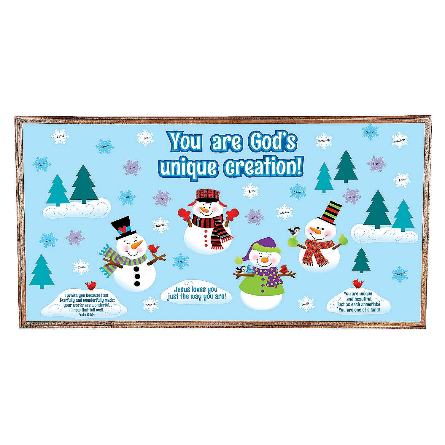 Fun Express God Made Me Unique Snowman Bulletin Board Set, Religious ...