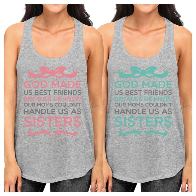God Made Us Best Friend Gift Shirts Womens Grey Funny Tank Tops ...