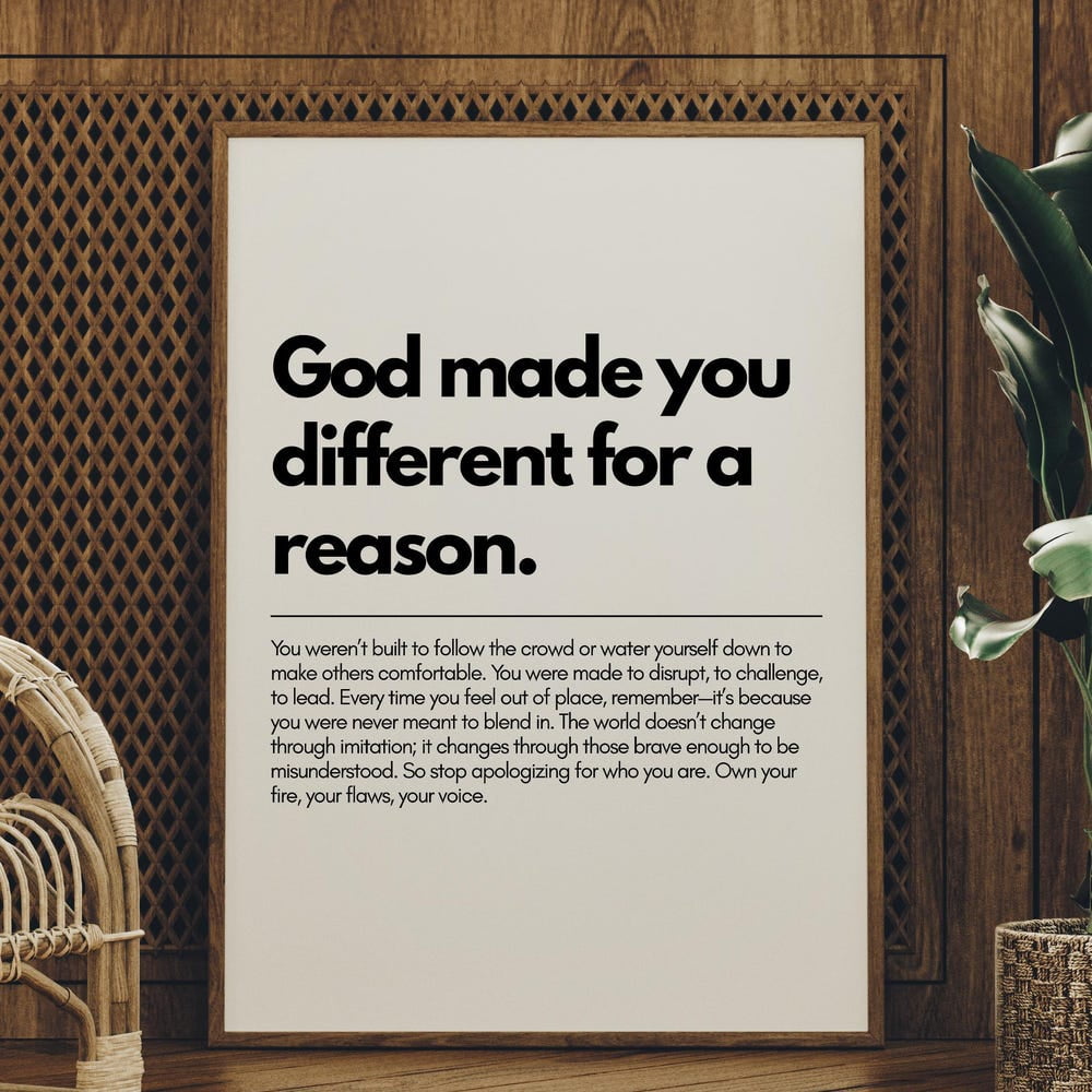 God Made You Different Wall Art, Inspirational Quote Poster, Christian ...