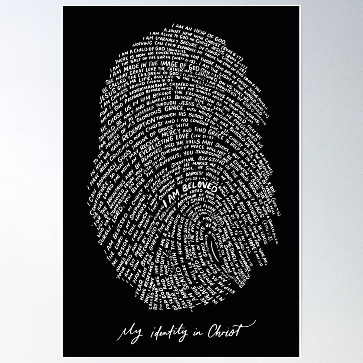 God’S Fingerprint Christian Thumbprint Art – Black Bible Verse Wall ...