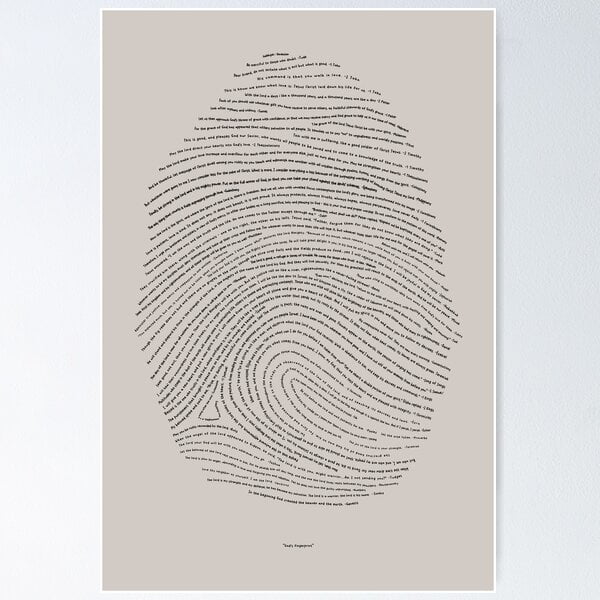 God’S Fingerprint Inspirational Christian Art - Black On Grey Poster ...