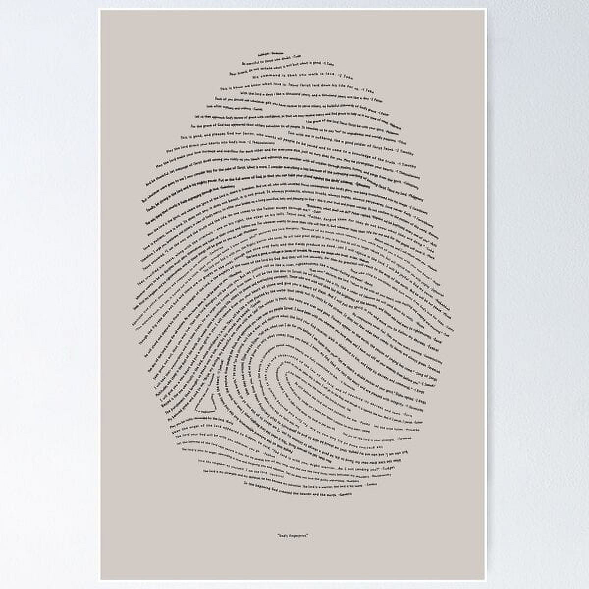 God?S Fingerprint Inspirational Christian Art, Black On Grey Poster ...