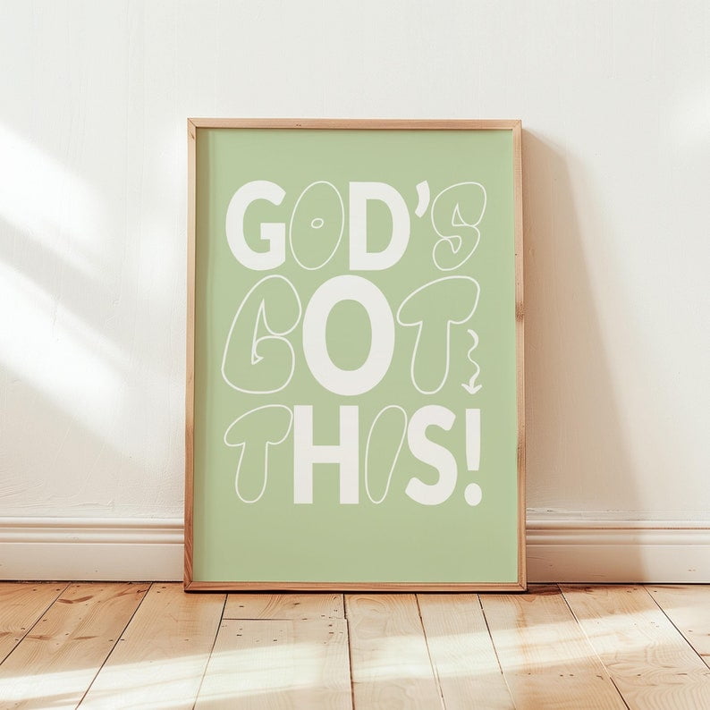 God'S Got This Scripture Wall Art Prints Trendy Lime Cream Christian ...