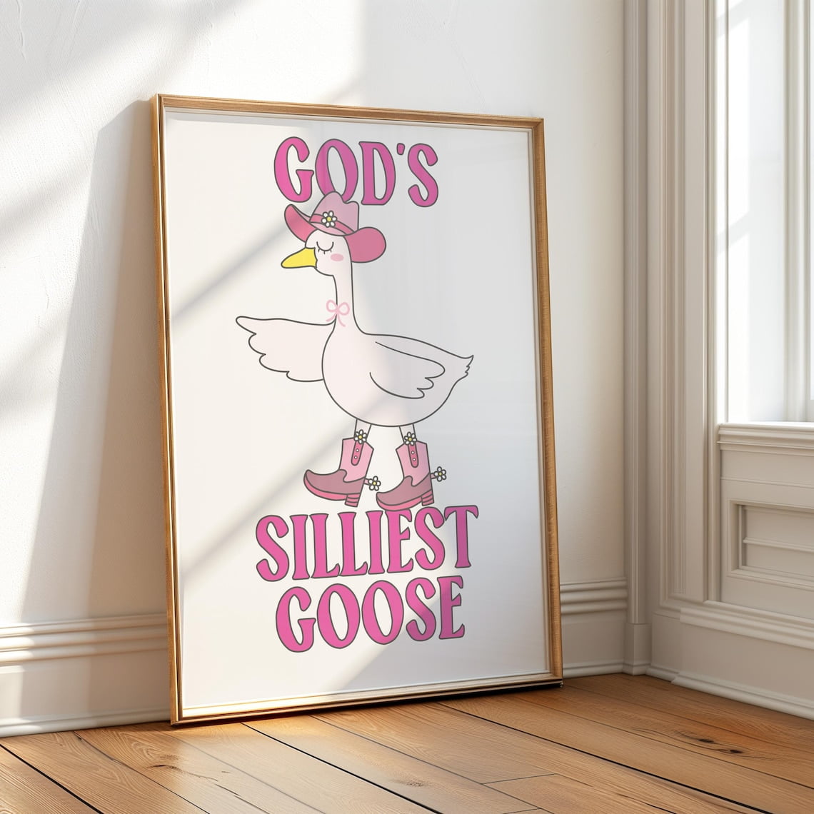 God’S Silliest Goose Print, Funny Christian Wall Art, Pink Western ...