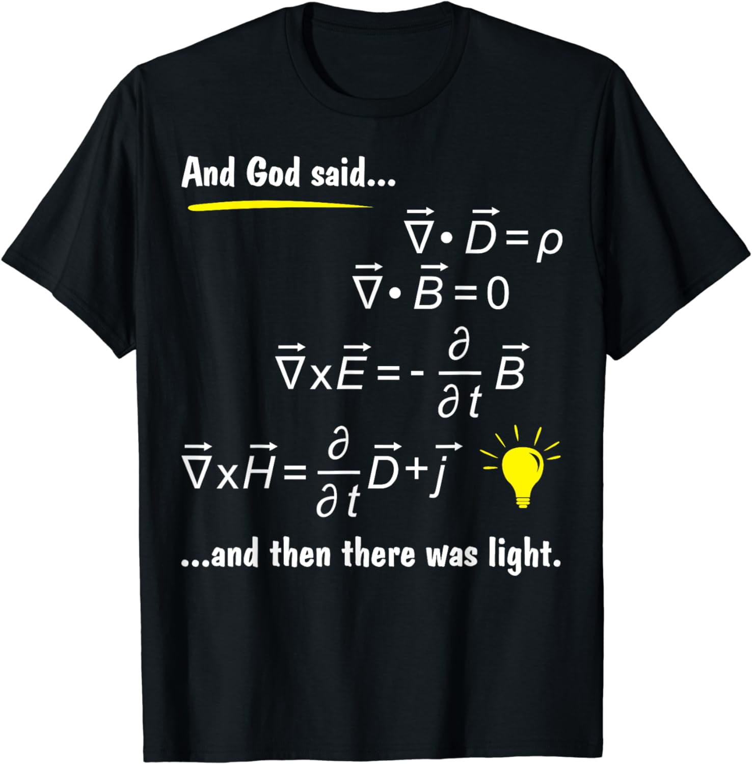 God Said Maxwells Equations and Then There Was Light Physics T-Shirt ...