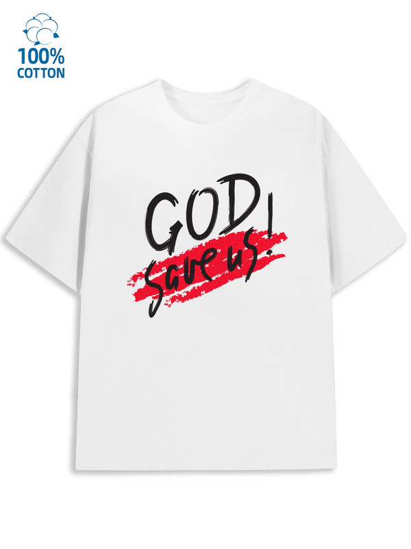 God Save Us T-Shirt men's Jesus 180G 100% Cotton white witty Original ...