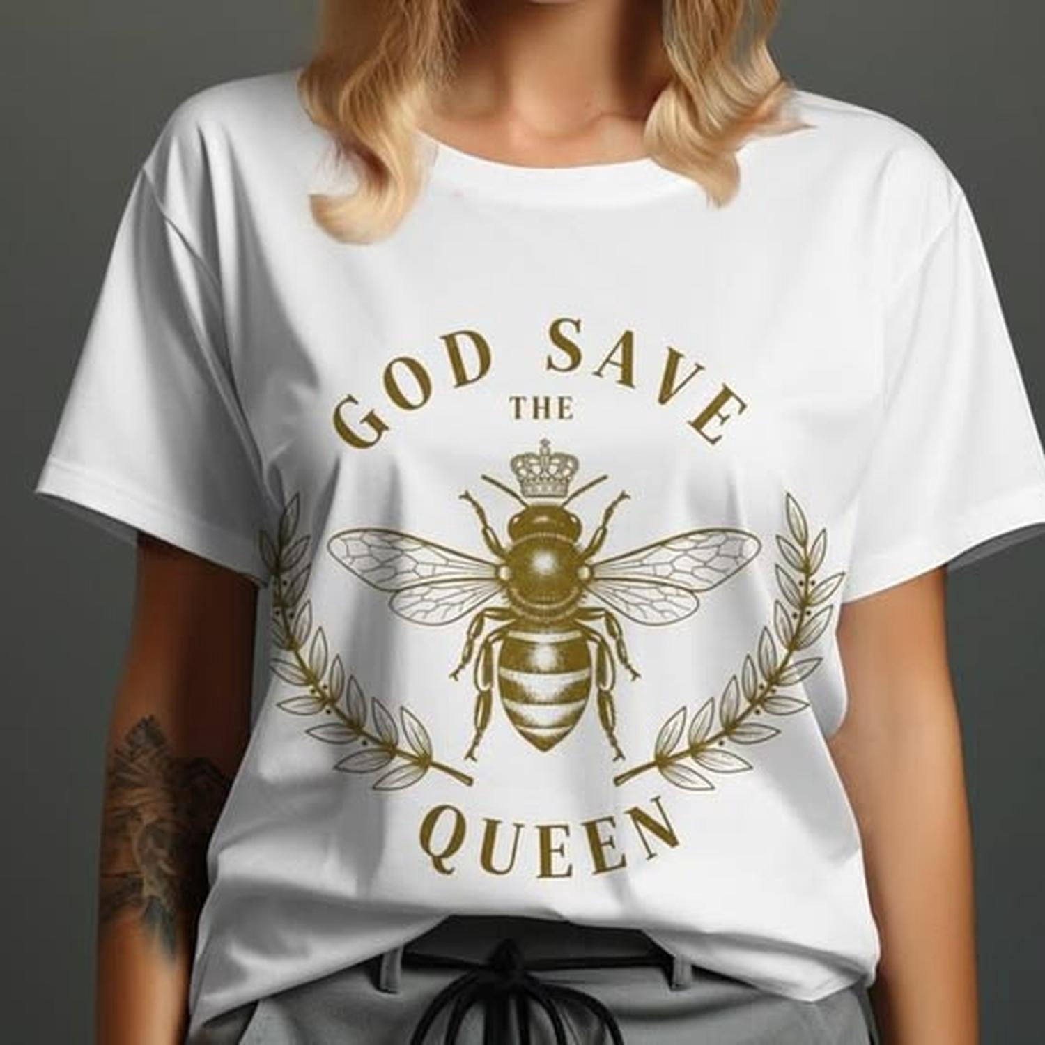 God Save the Queen Bee TShirt Royal Honeybee A1pparel - Walmart.com