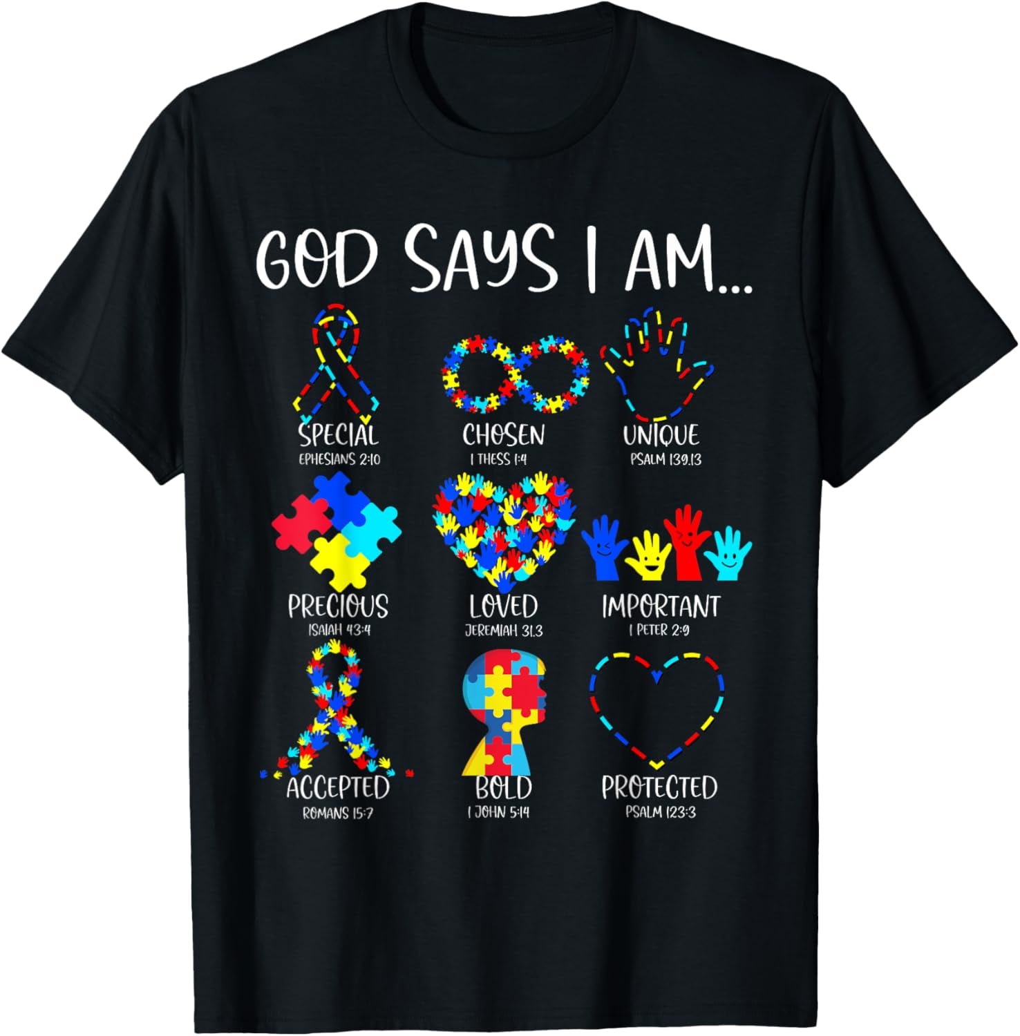 God Say I Am Christian Autism Awareness Autistic Child T-Shirt ...