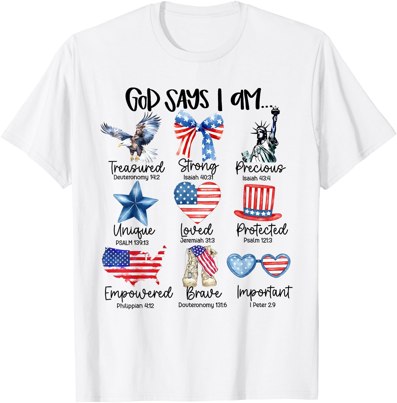 God Says I Am 4th of July Christian Jesus Independence Day T-Shirt ...