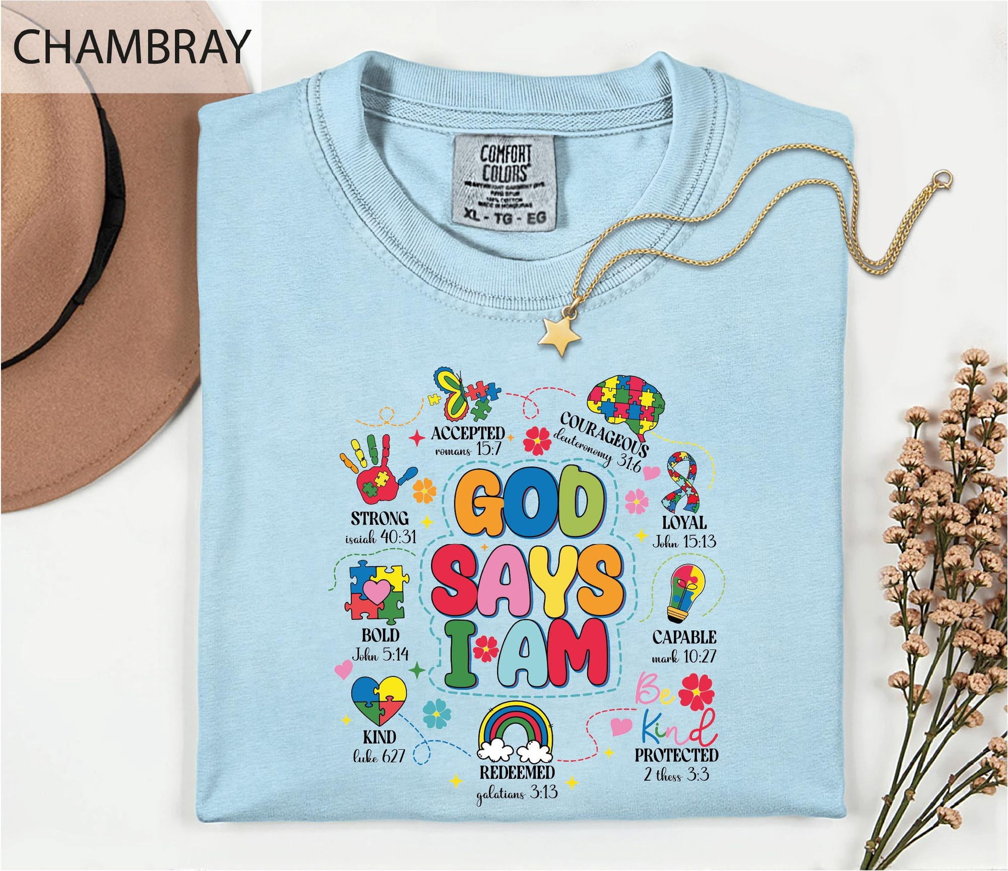God Says I Am Autism TShirt Christian Autism Awareness Top Bible Verse ...