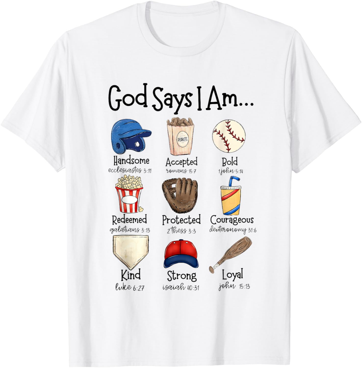 God Says I Am Baseball Christian Jesus Bible Verse Religious T-Shirt ...