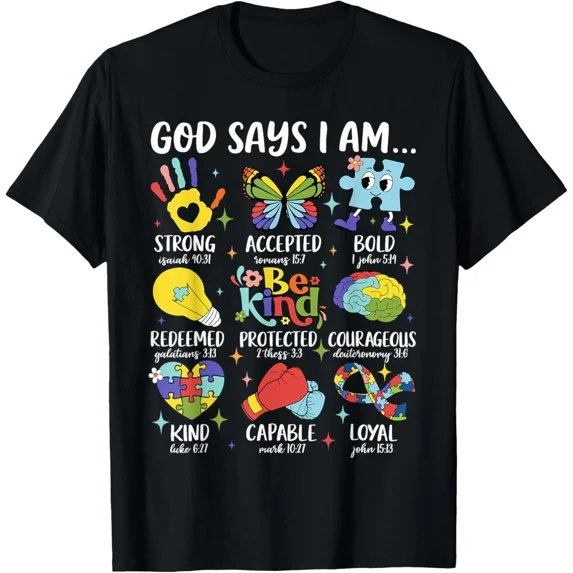 God Says I Am Be Kind Autism Awareness And New H12188 T-Shirt, for Men ...