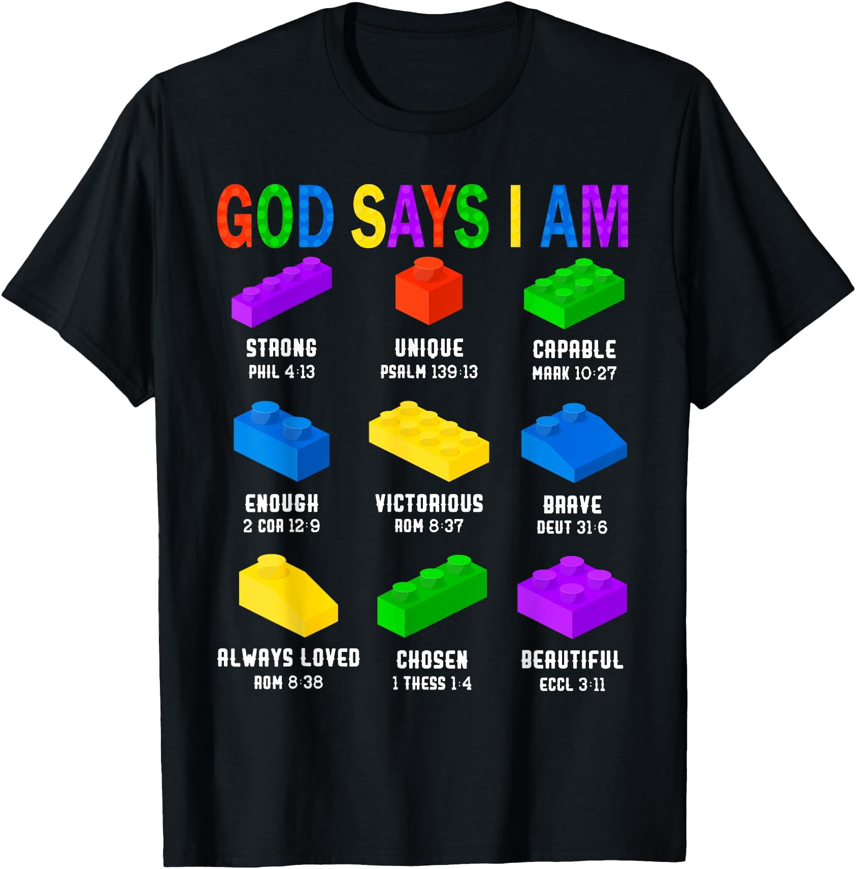 God Says I Am Building Brick Builder Block Boys Christian T-Shirt ...