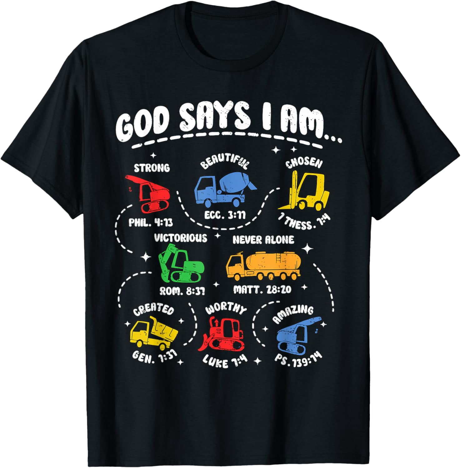 God Says I Am Construction Bible Verse Truck Christian Christ T-Shirt ...