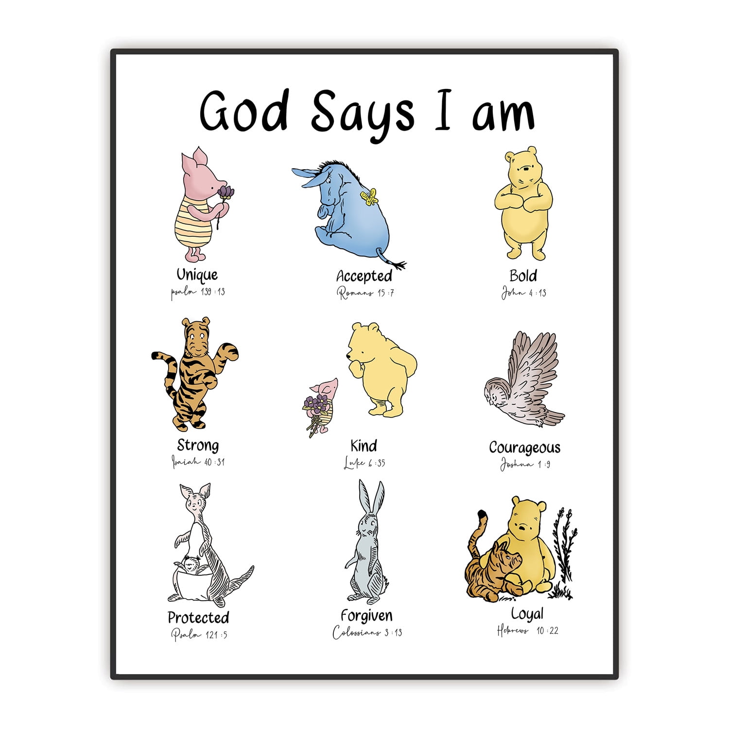 God Says I AM Nursery Room Decor, Winnie Wall Art, The Pooh Poster ...