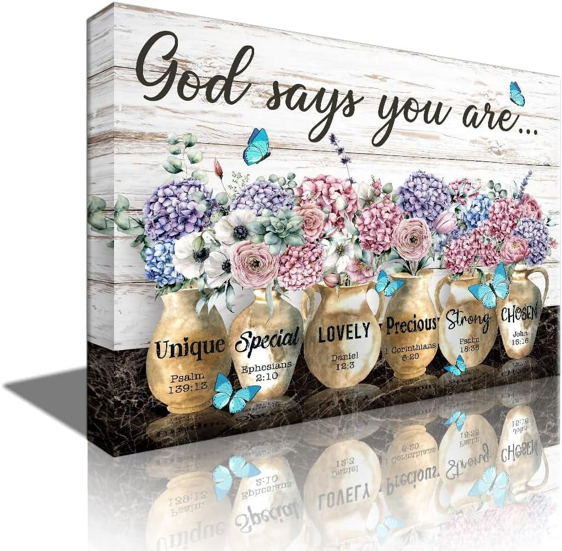God Says You Are Sign,Vintage Vase Floral Print Wall Art,Interesting ...