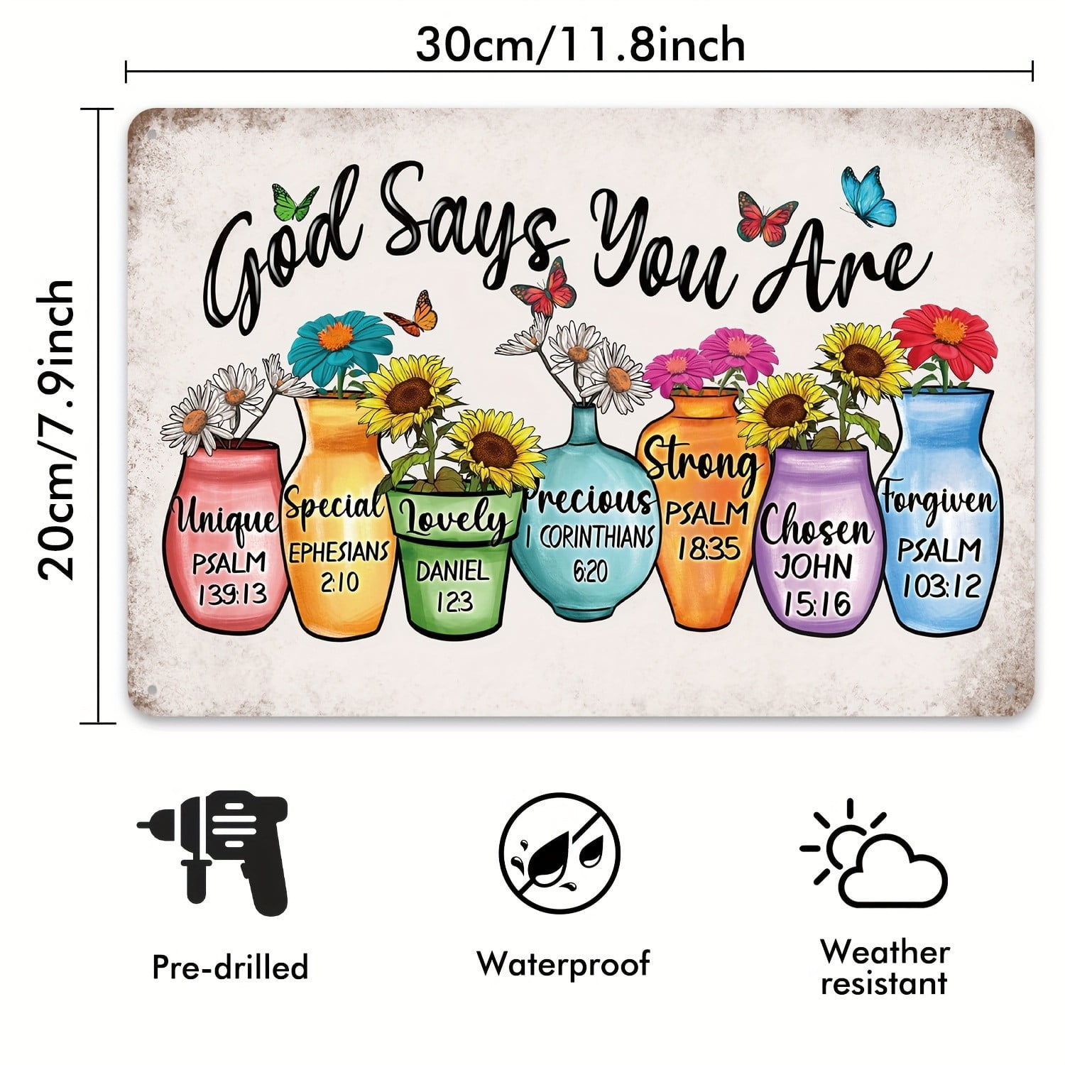 God Says You Are Unique Bible Verse Tin Metal Signs Home Décor 8x12 ...