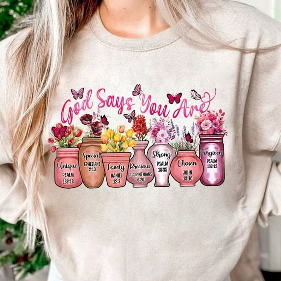 God Says You Are Unique Design Valentine Christian Bible Verse Floral ...