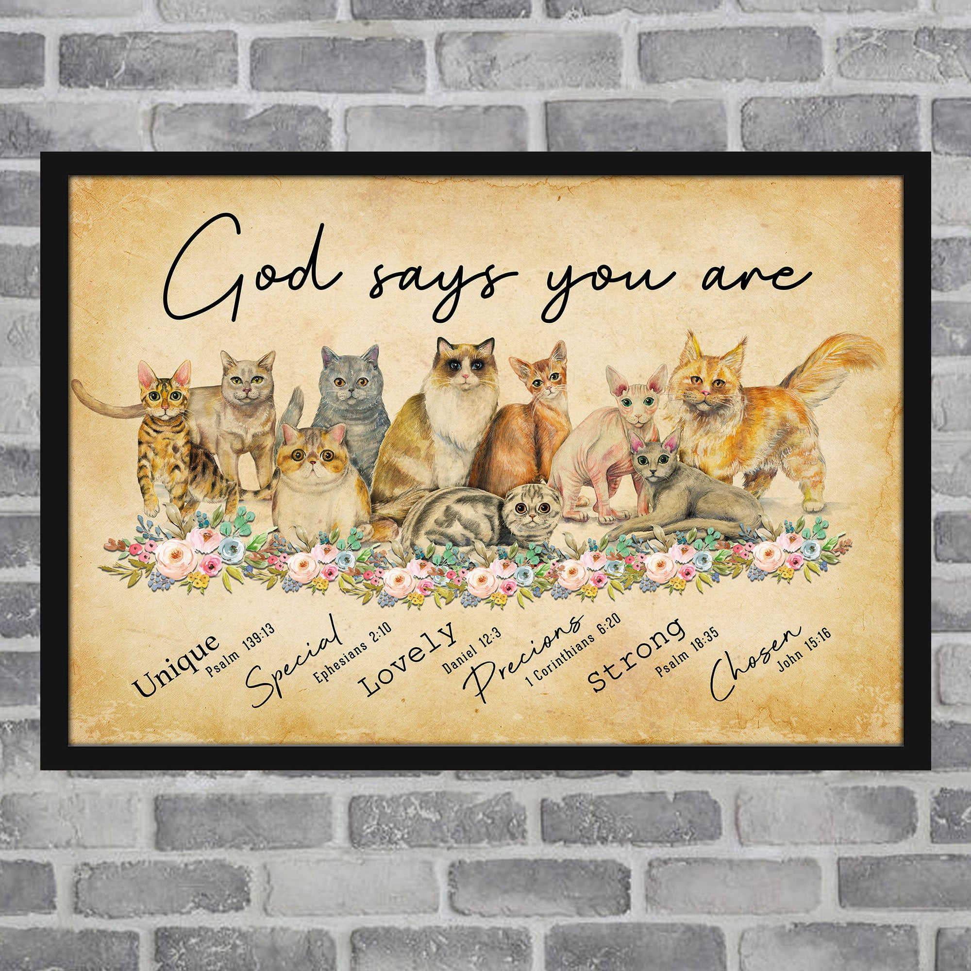 God Says You Are Unique Special Lovely Strong Cats Horizontal Poster ...