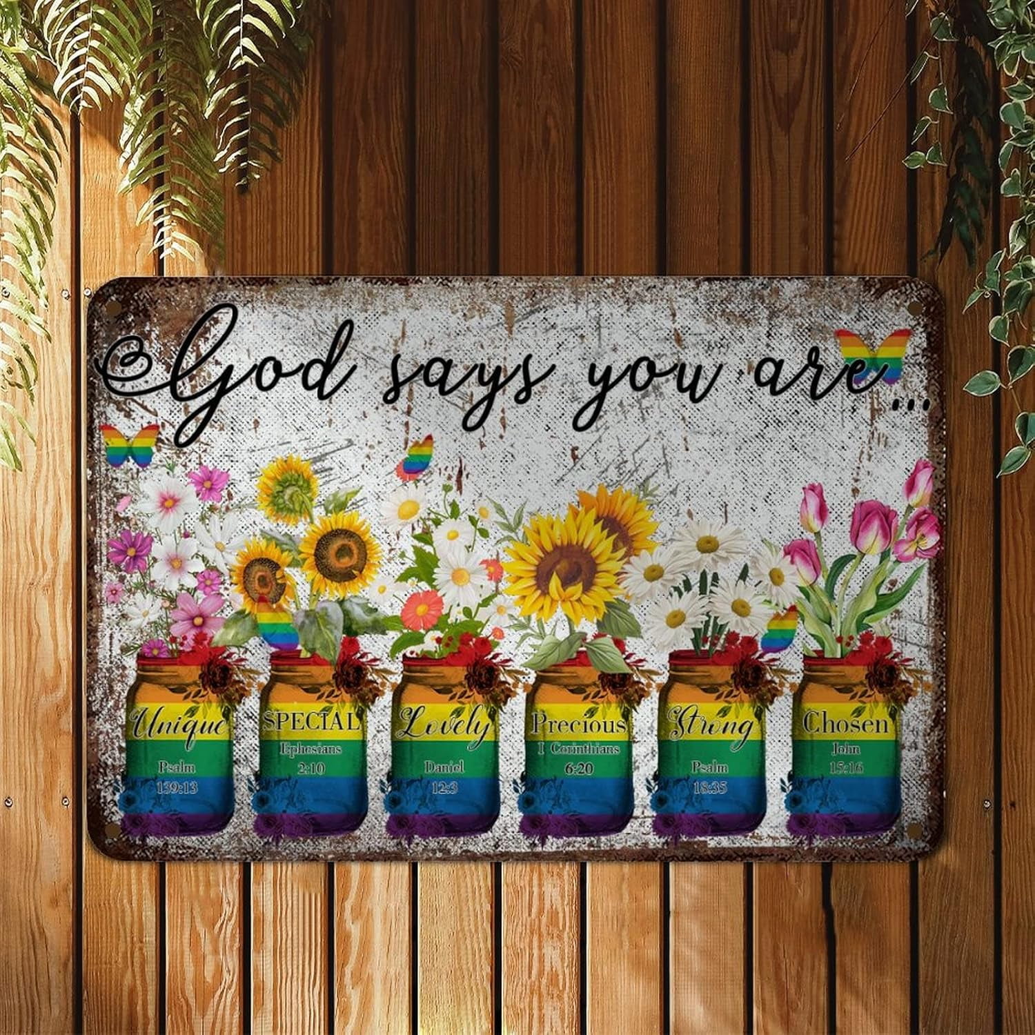 God Says You Are Bible Verse Metal Sign Love Equalityity Rights LGBTQ ...