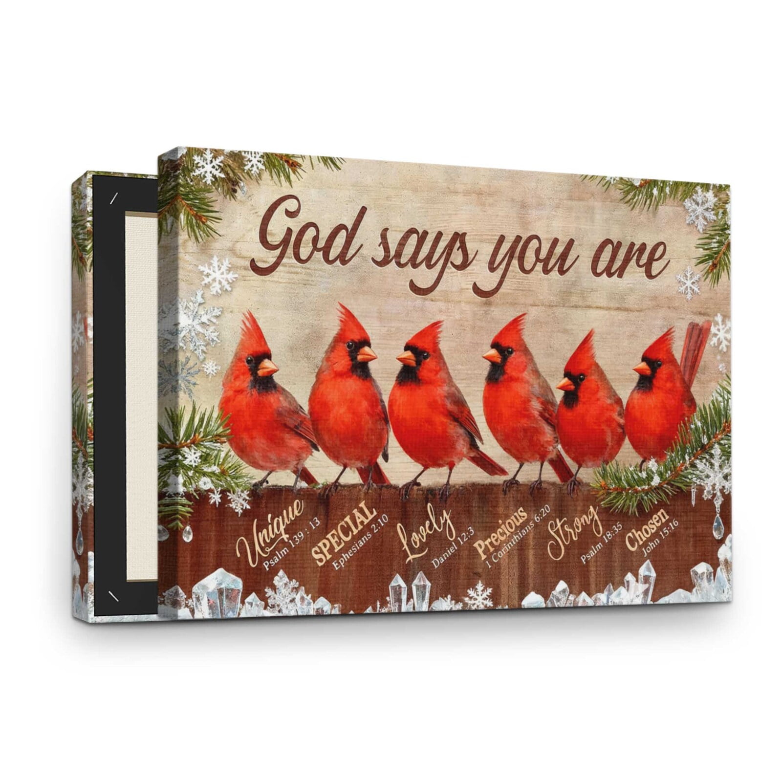 God Says You Are Canvas Wall Art – Red Cardinals with Bible Verses ...