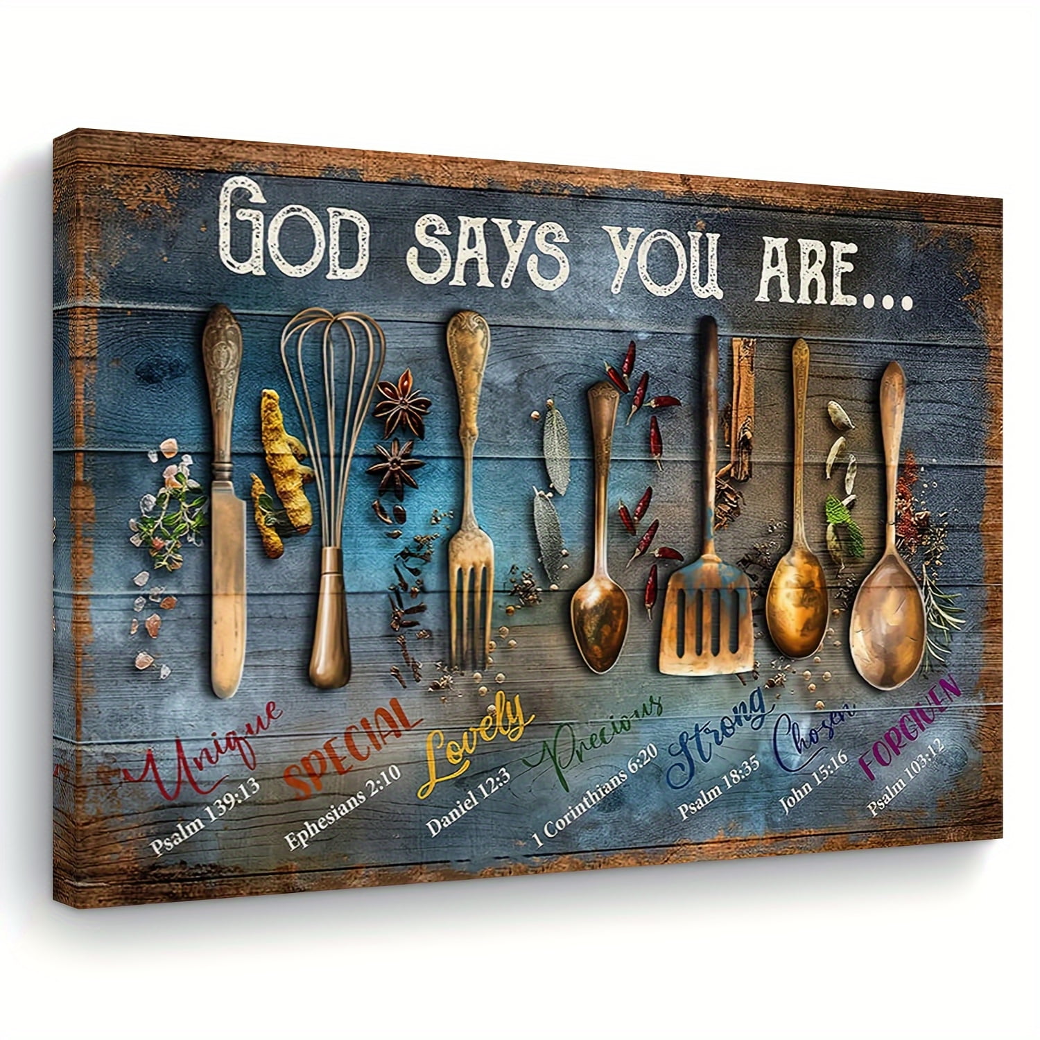 God Says You Are Inspirational Kitchen Wall Art - 1.5" Pine Frame ...