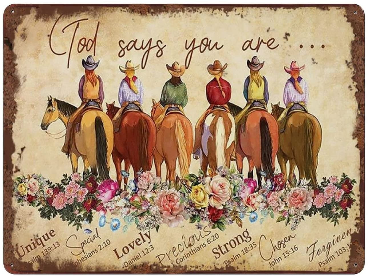 God Says You are Cowgirl, Bible Verse Tin Sign, Vintage Wall Decor 5 ...