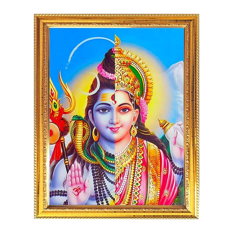 God Shiva Parvati Indian God Photo With Golden Frames for Pooja And ...
