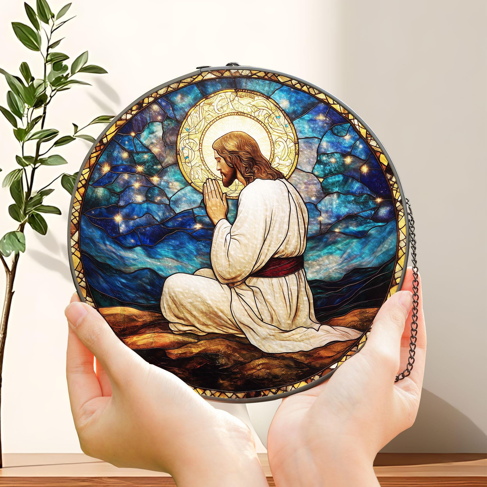 God Stained Glass Suncatcher, God Window Hanging, Jesus Christ ...